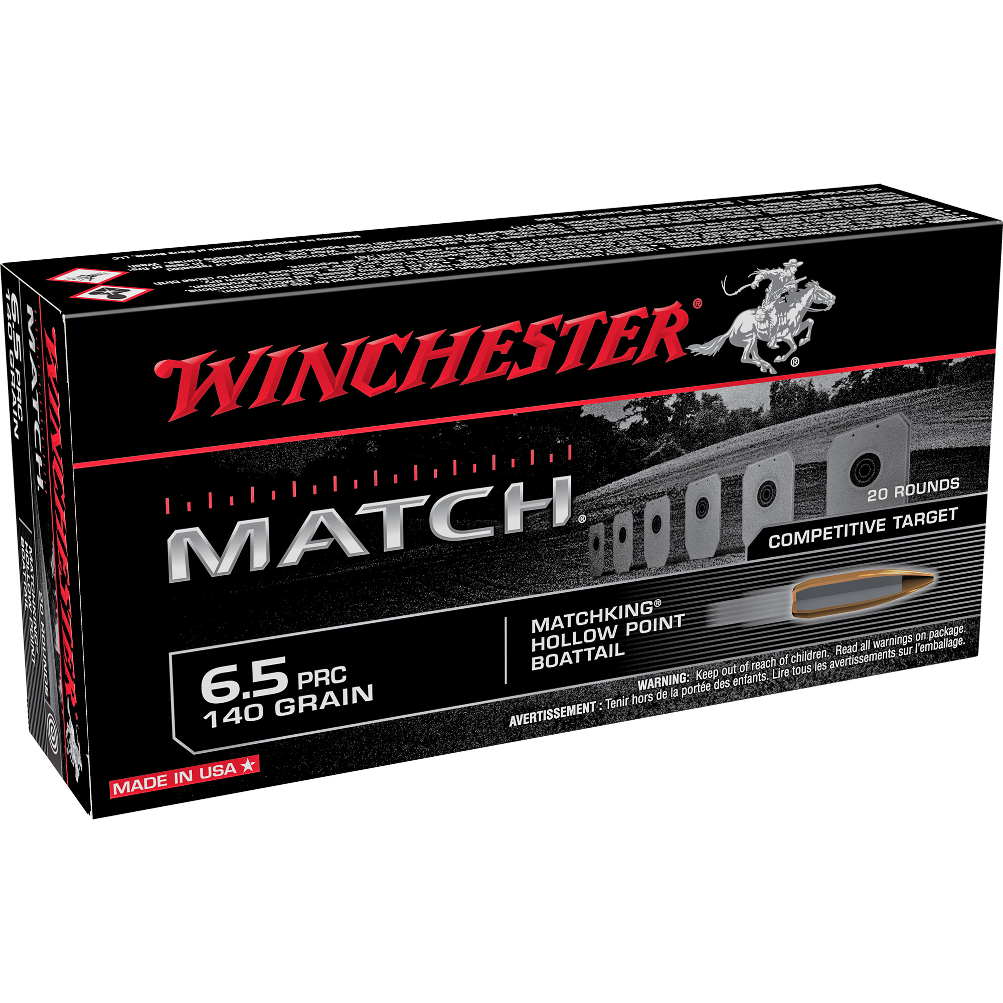 Winchester match 6.5 prc 140gr smk hpbt 20 rounds [mpn: s65pm] - Rifle ...