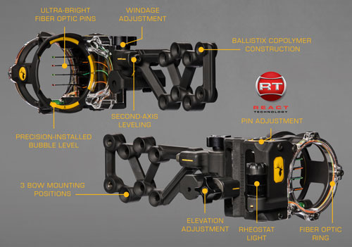 Trophy Ridge Bow Sight React H4 4pin .019 Rh Black - Archery Supplies ...